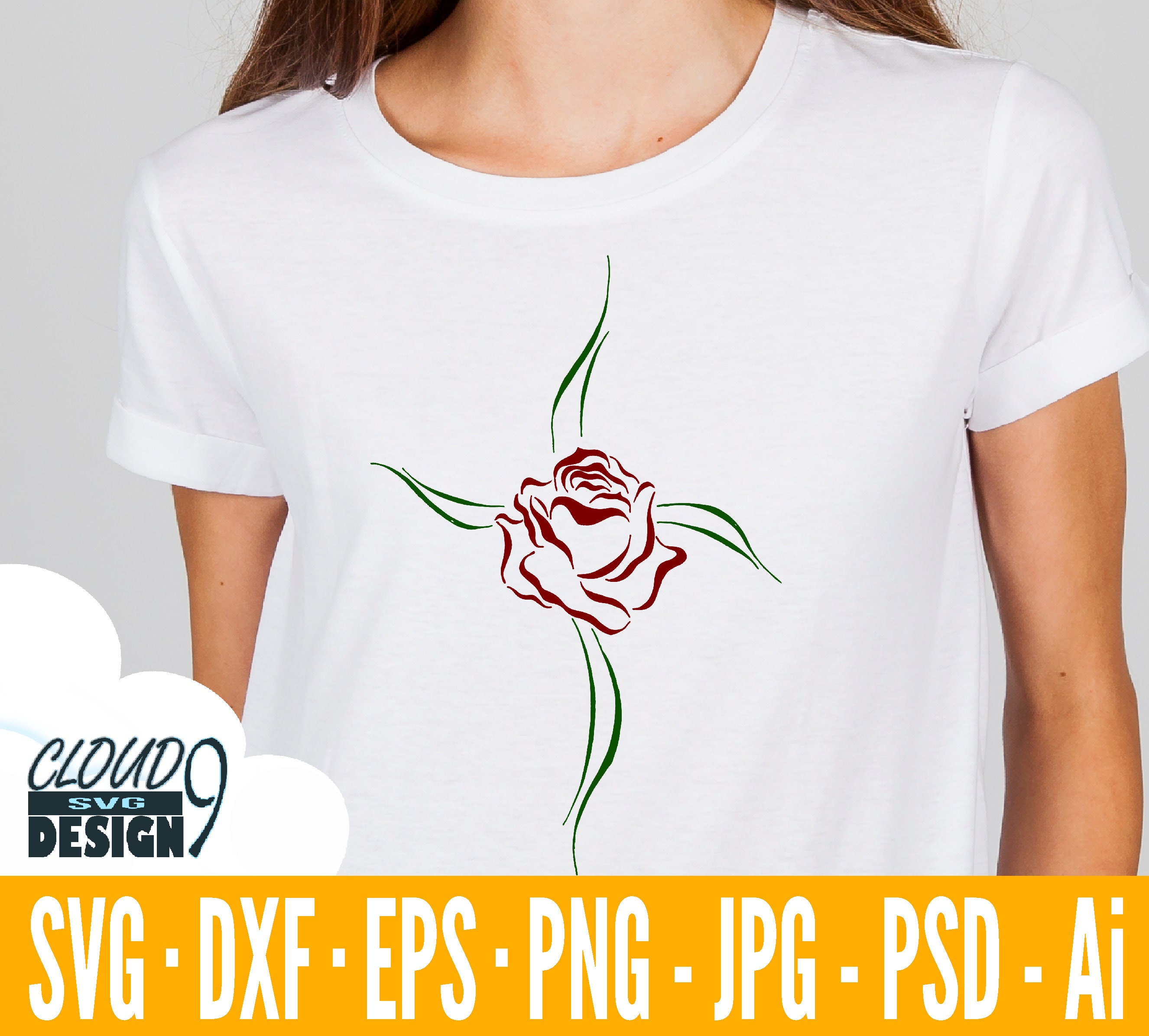 Rose Cross SVG, Cross SVG, Rose Svg Files for Cricut, Svg Files for ...