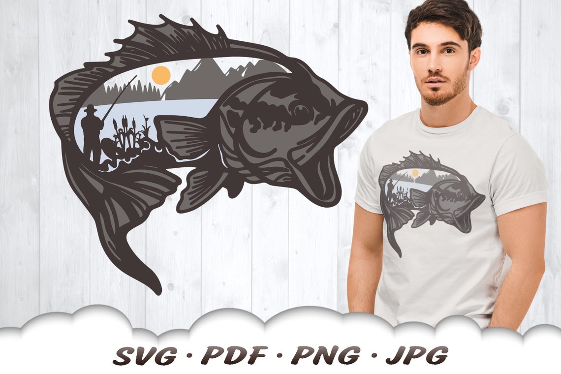 Layered Fishing Svg Fish Svg Files for Cricut Bass Fish - Etsy