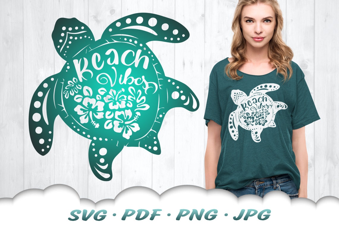 Floral Beach Vibes Turtle SVG Sea Turtle Svg Files for | Etsy