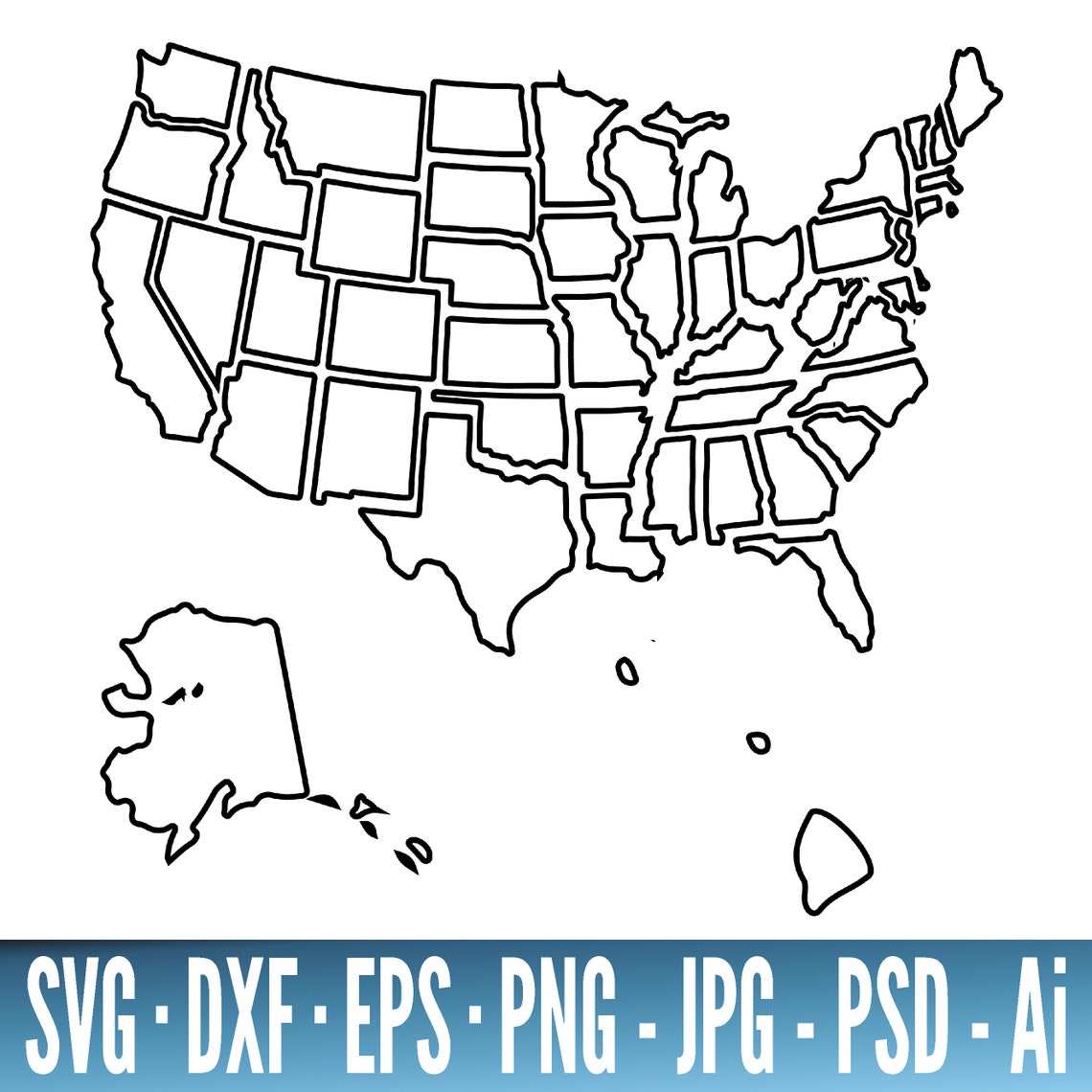 50 United States SVG Bundle 50 State Shapes Cut File Bundle | Etsy