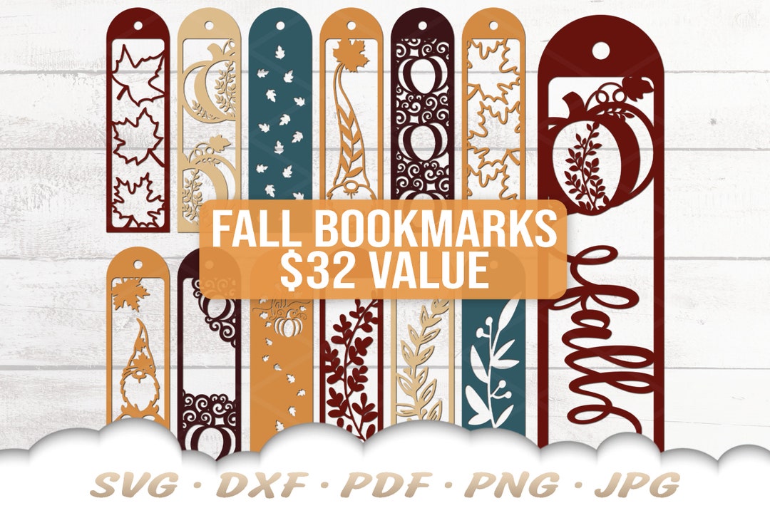 Fall Bookmark SVG Bundle - Bookmark Svg - Fall Svg - Leather Bookmark ...