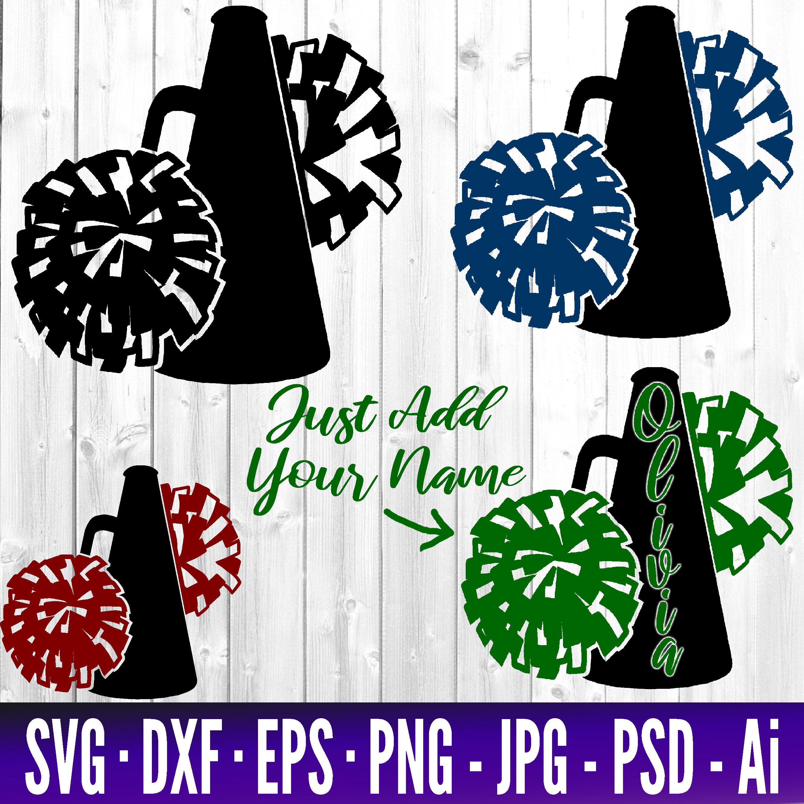 Cheer SVG Cheerleader SVG Megaphone Pom Poms SVG Cheer - Etsy Australia