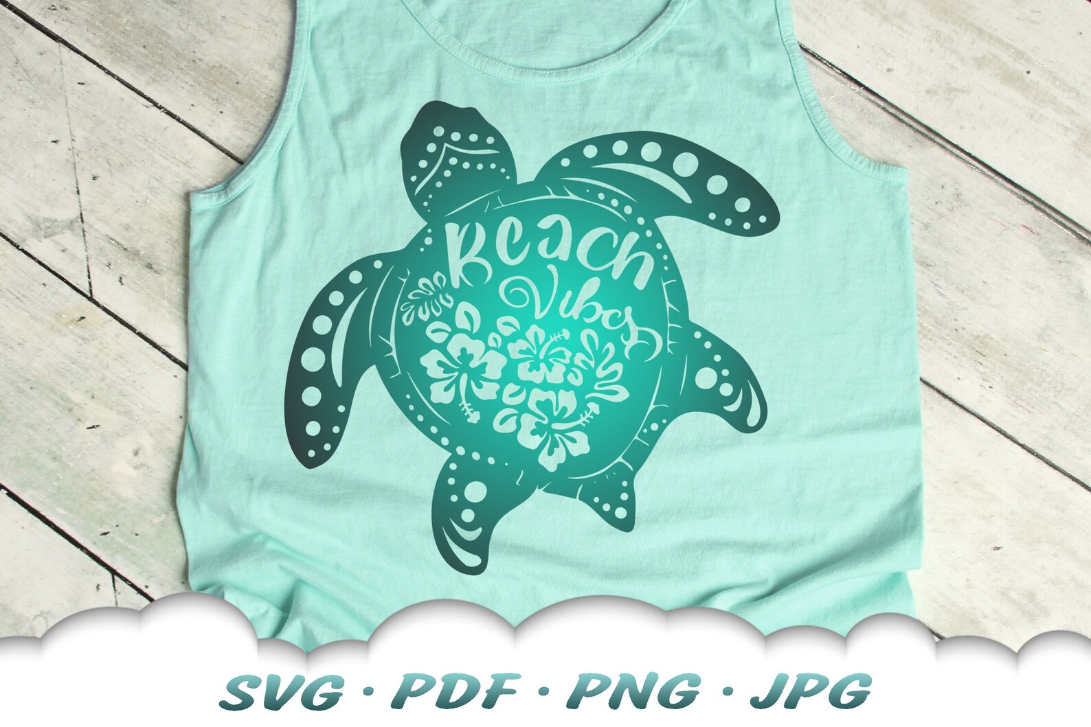Floral Beach Vibes Turtle SVG Sea Turtle Svg Files for | Etsy