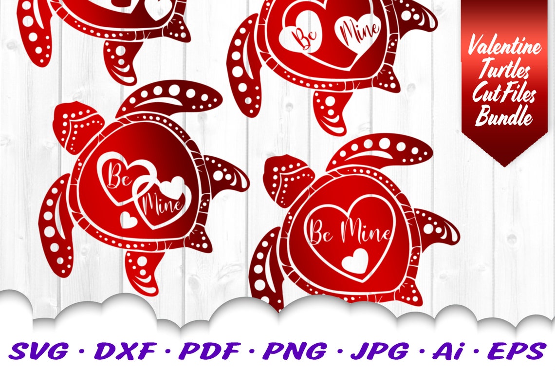 Valentine Heart Sea Turtle SVG Bundle Sea Turtle SVG Files - Etsy