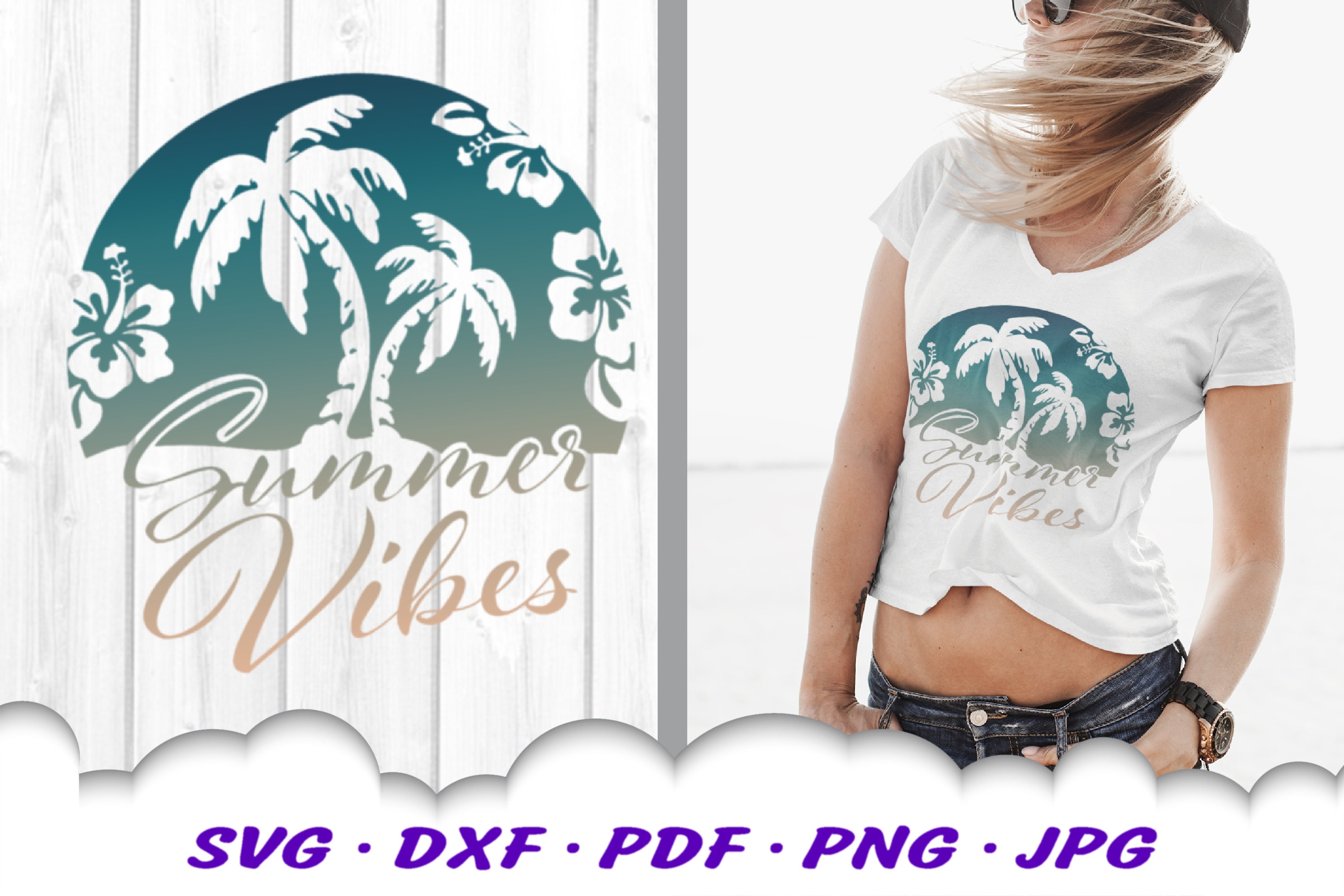 Summer Vibes Beach Hibiscus SVG Bundle Turtle Files for | Etsy