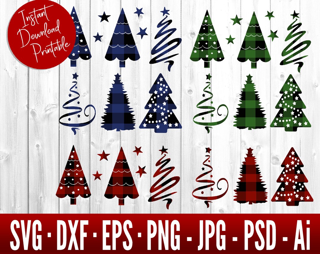 Buffalo Plaid Christmas Tree SVG Bundle - Christmas Tree SVG - Plaid ...