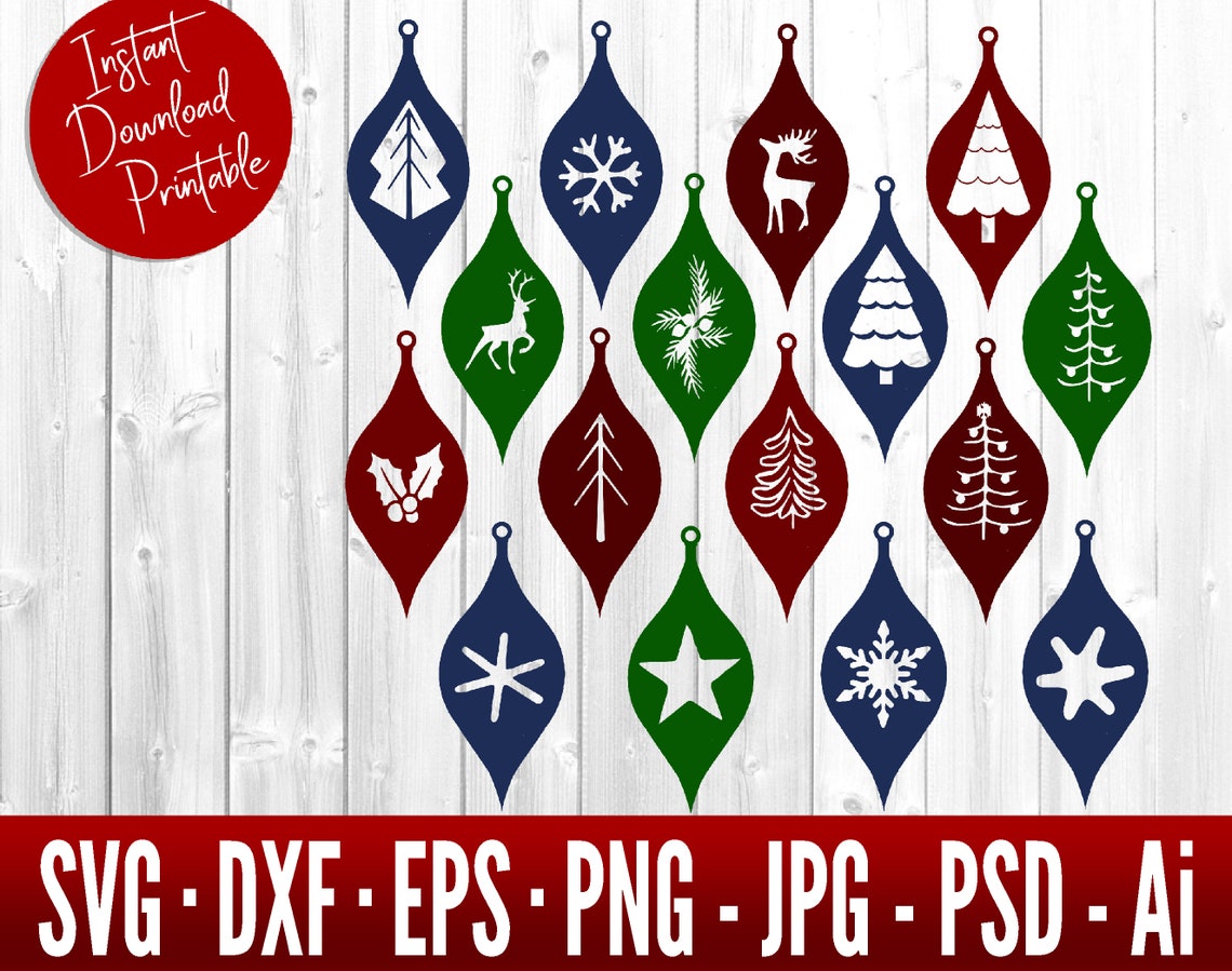 Christmas Earring Template SVG Bundle Ornament Earring SVG | Etsy