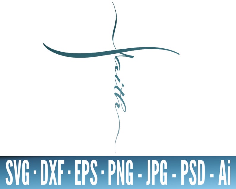 Faith Cross Svg Script Cross Svg Clipart Svg Files For Etsy