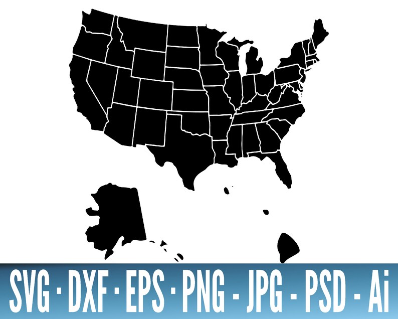 50 United States SVG Bundle 50 State Shapes Cut File Bundle | Etsy