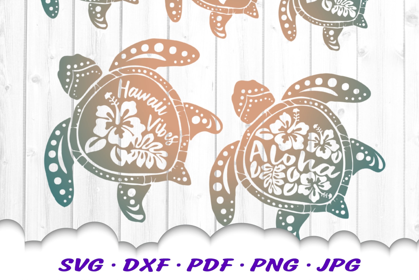 Summer Vibes Beach Hibiscus SVG Bundle Turtle Files for - Etsy