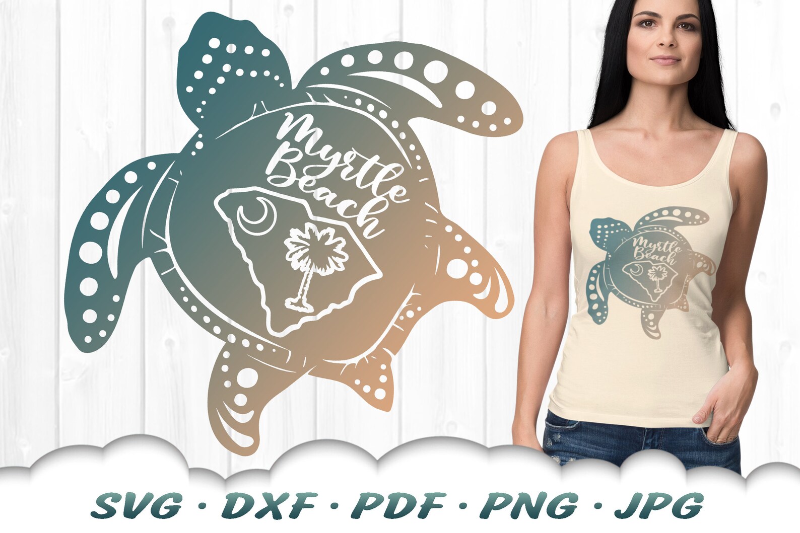 Myrtle Beach Turtle Svg Sea Turtle Svg Files for Cricut - Etsy