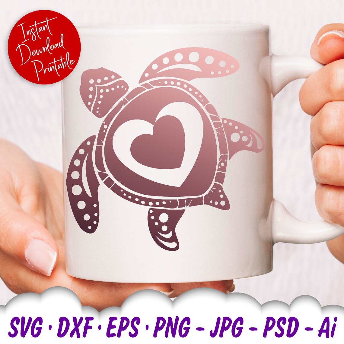 Valentine Heart Sea Turtle SVG Bundle Sea Turtle SVG Files - Etsy