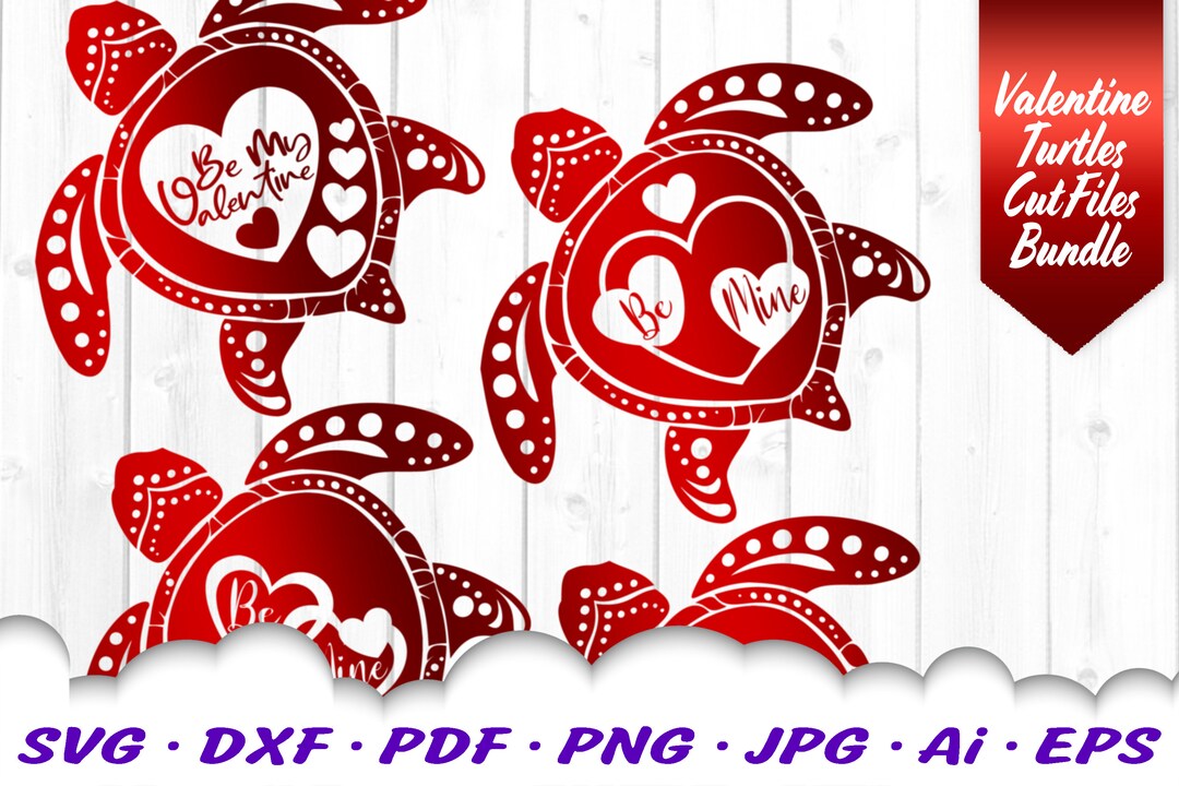 Valentine Heart Sea Turtle SVG Bundle - Sea Turtle SVG Files for Cricut ...