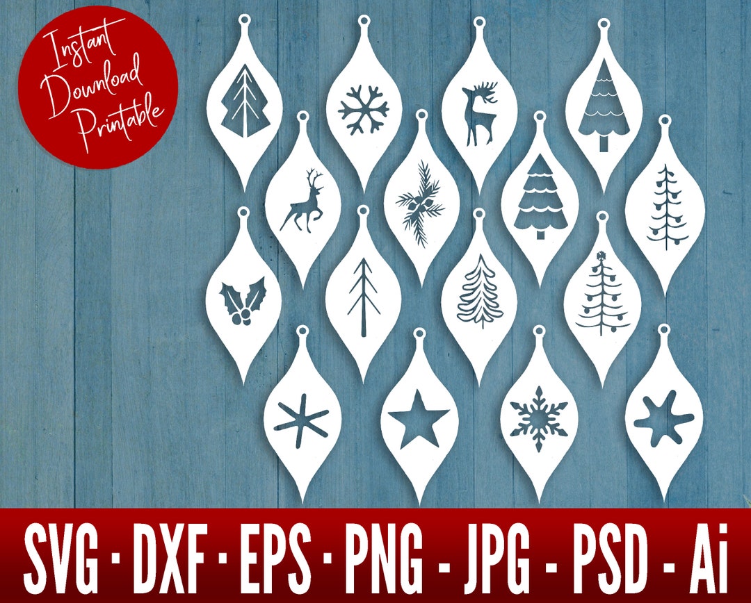 Christmas Earring Template SVG Bundle - Ornament Earring SVG Files for ...
