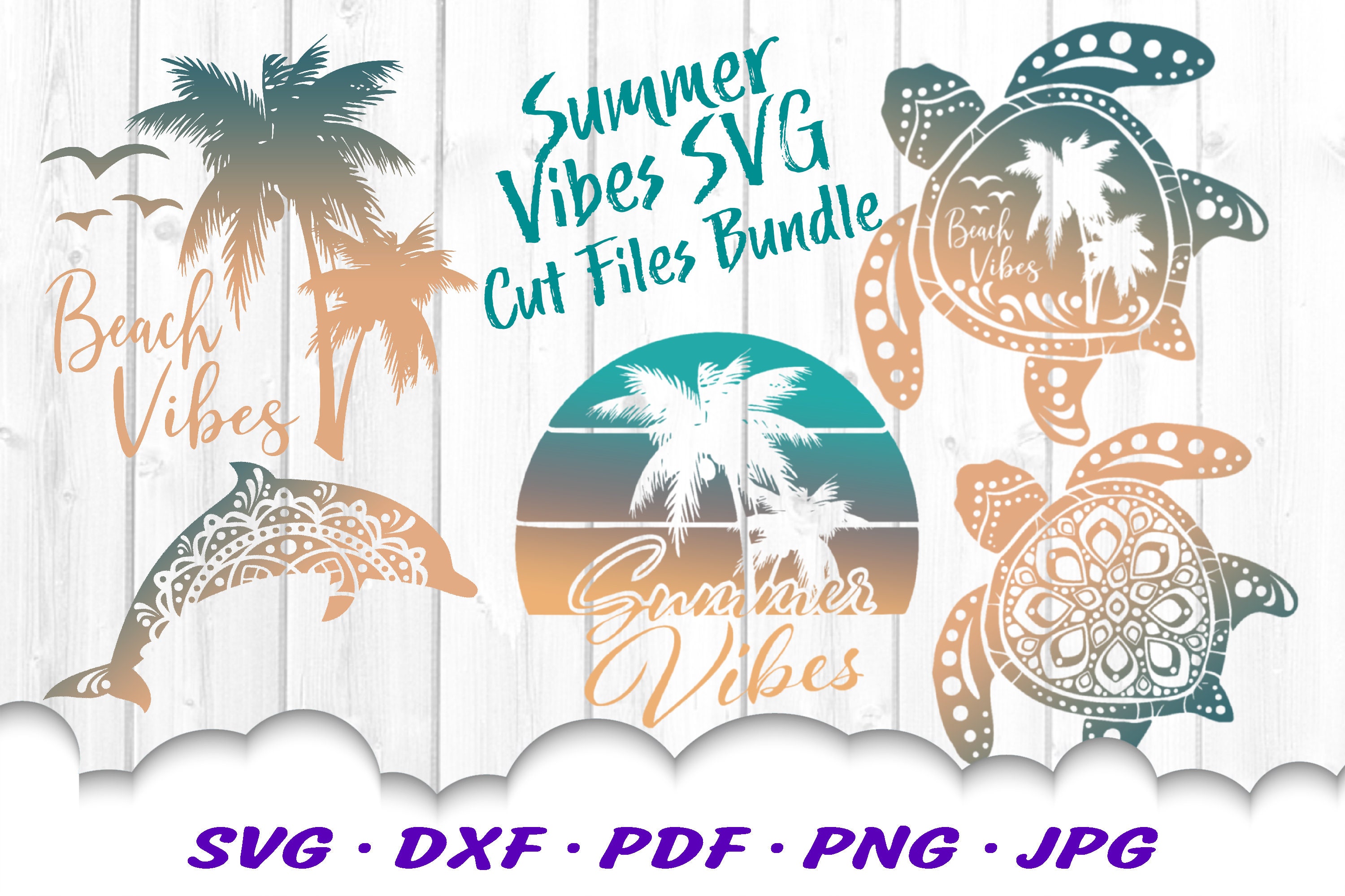 Summer Beach Clip Art Dxf Mandala Turtle Svg Beach Vibes SVG Turtle SVG ...