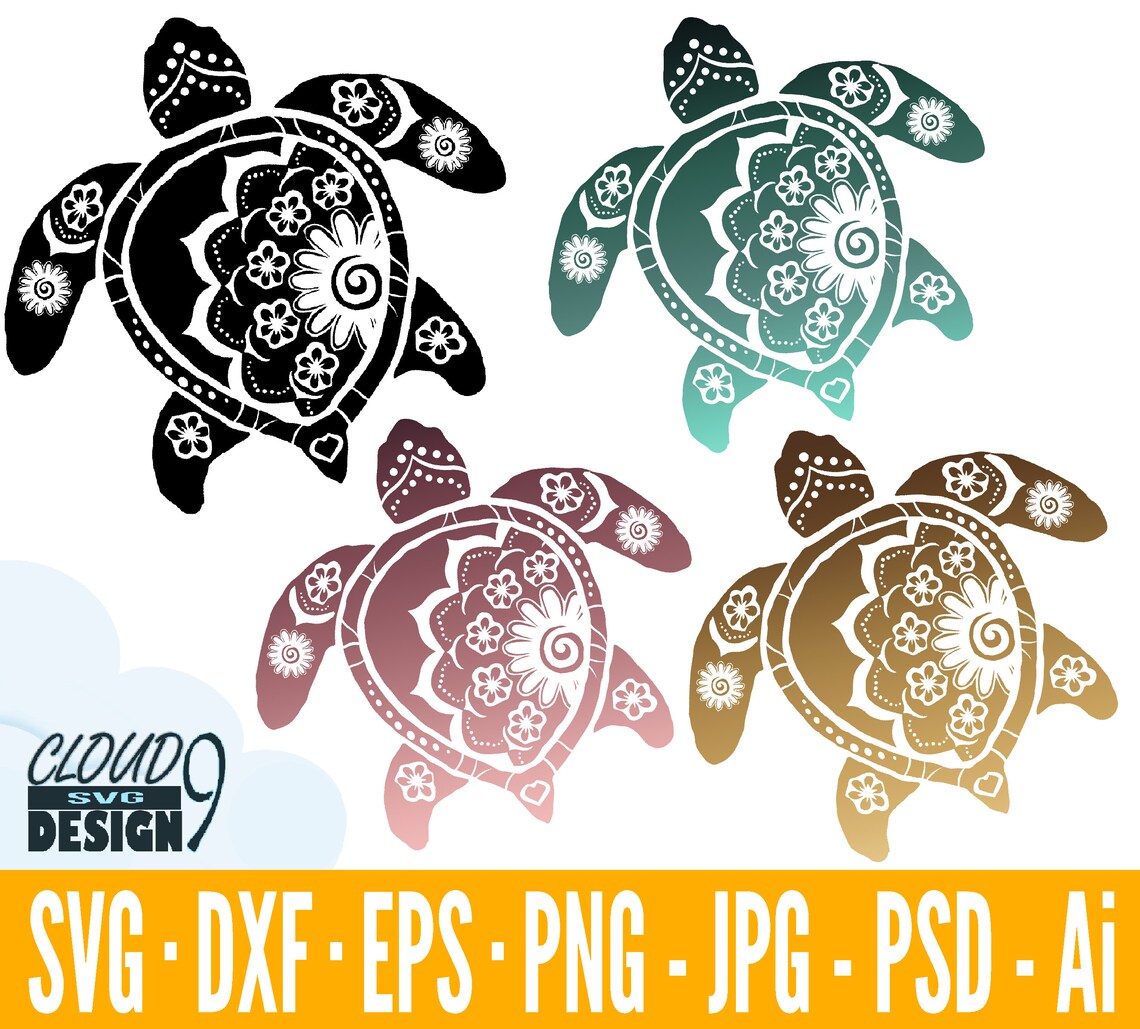 Sea Turtle Mandala SVG Mandala SVG Turtle SVG Bundle Sea - Etsy
