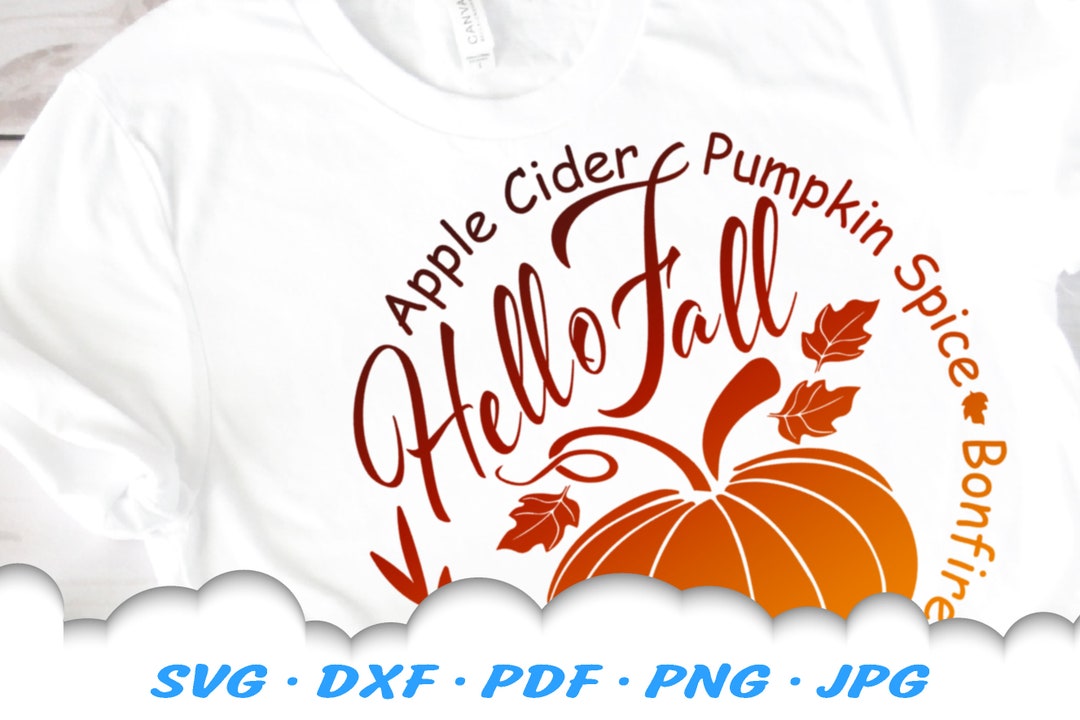 Hello Fall Svg - Pumpkin Svg - Fall Svg - Fall Wreath Svg - Round Sign ...