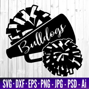 Bulldog Cheer SVG - Bulldog Cheer Poms SVG - Cheerleader SVG - Pom Pom ...