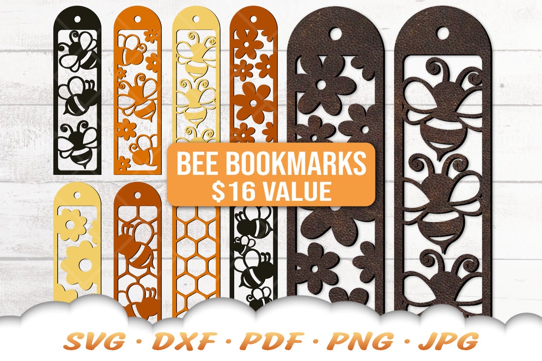 Bee Bookmark SVG Bundle - Bookmark Svg - Bee Svg - Leather Bookmark ...