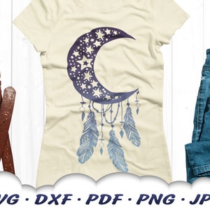 Moon & Stars Celestial Dreamcatcher SVG - Dreamcatcher SVG Files for ...