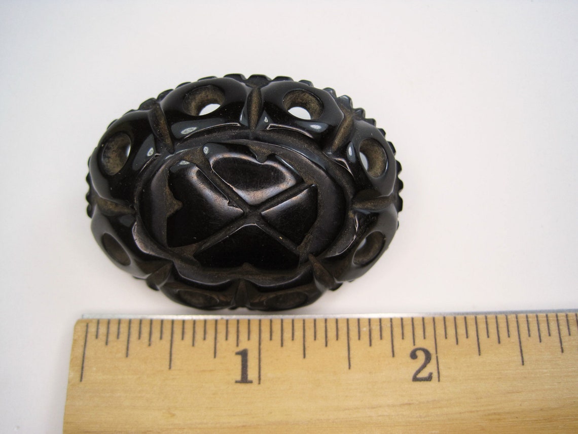 Victorian Jet Brooch 1880s With Original Pin Back Carved and - Etsy
