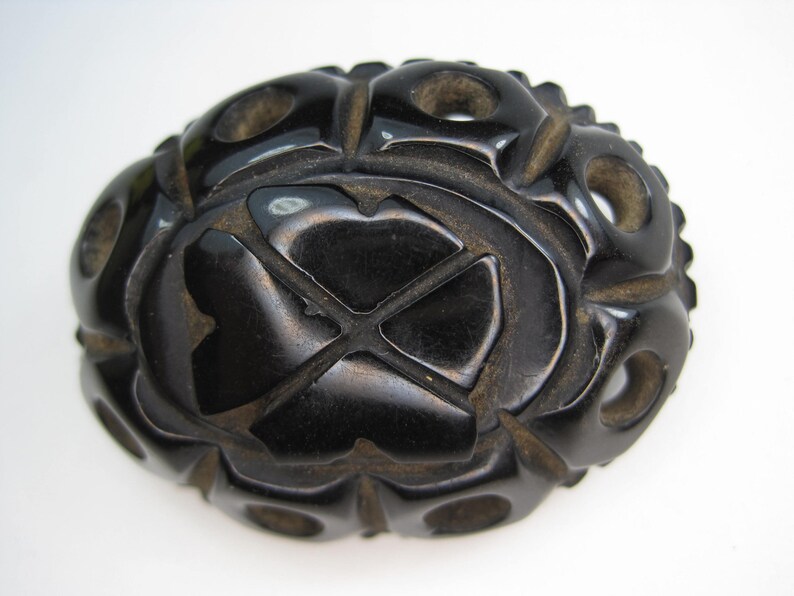 Victorian Jet Brooch 1880s With Original Pin Back Carved and - Etsy