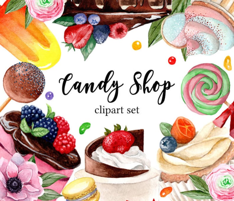 Candy Shop, Sweet Clipart, Cake Clipart, Desserts, Cupcake Clipart ...