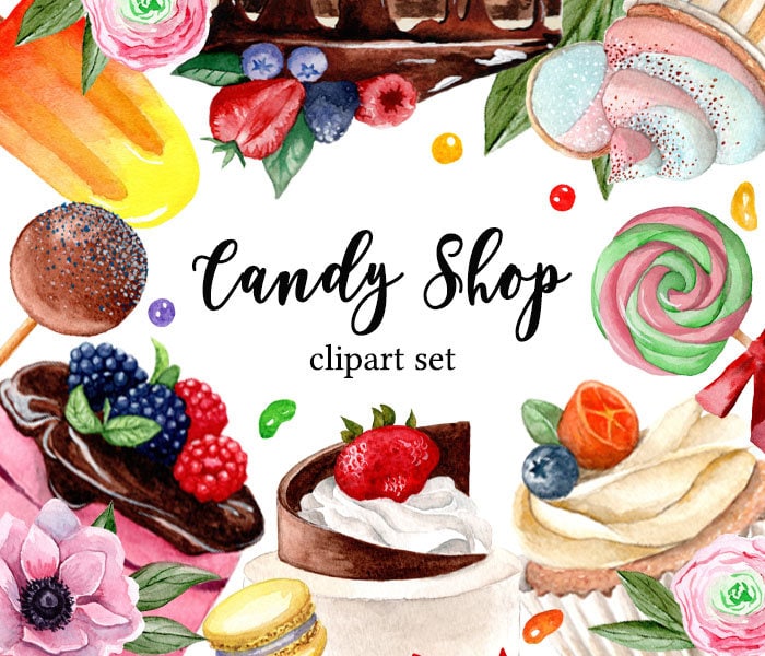 Candy Shop, Sweet Clipart, Cake Clipart, Desserts, Cupcake Clipart ...