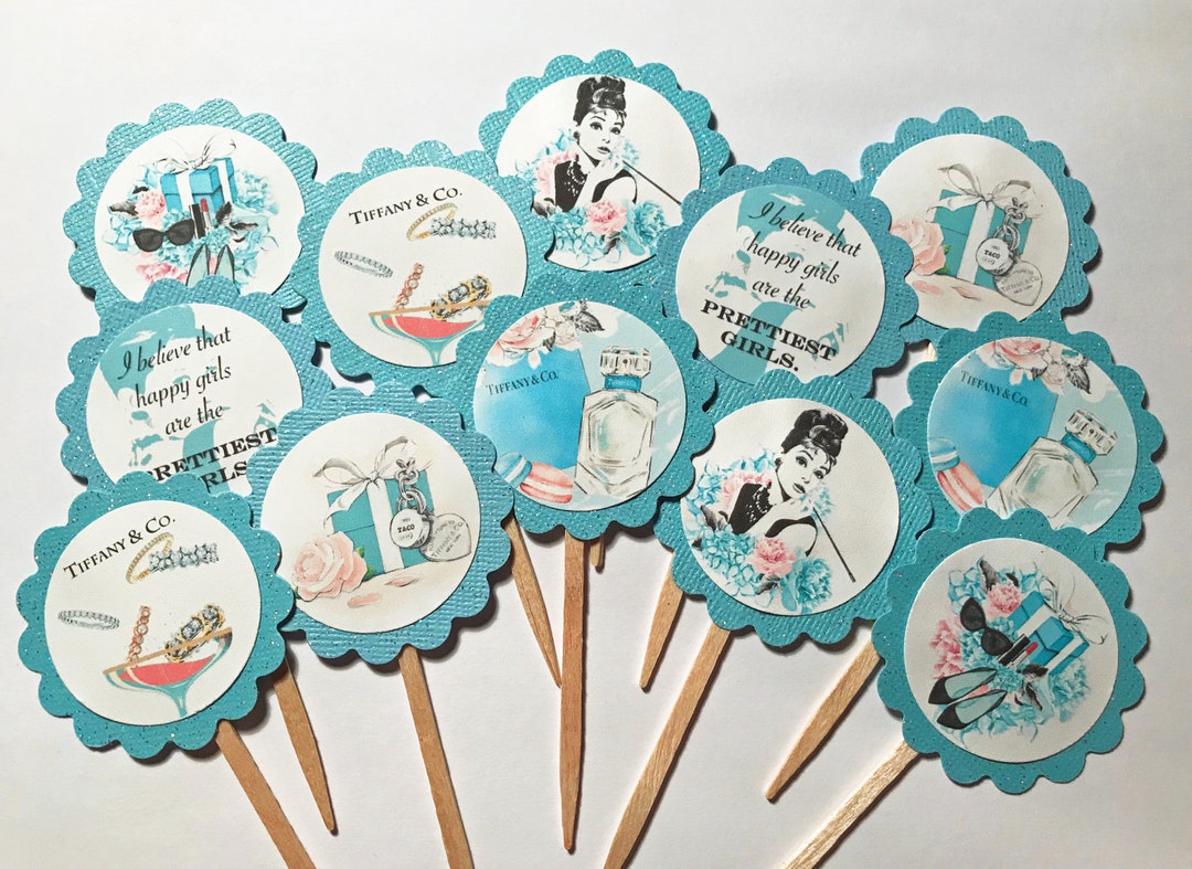 Glam * Breakfast at Tiffany's Cupcake Toppers - Etsy