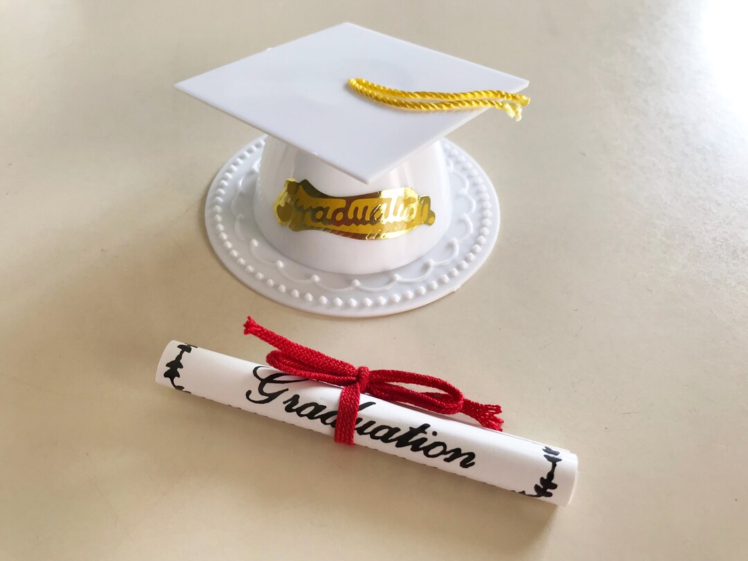 Graduation Hat (white) & Diploma - Etsy