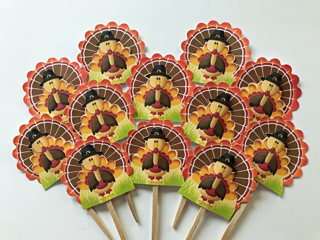 Thanksgiving * Turkey Cupcake Toppers - Etsy