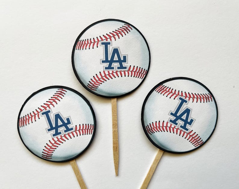 Baseball - Dodgers LA Cupcake Toppers - Etsy
