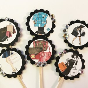 Glam * Shopping Cupcake Toppers - Etsy