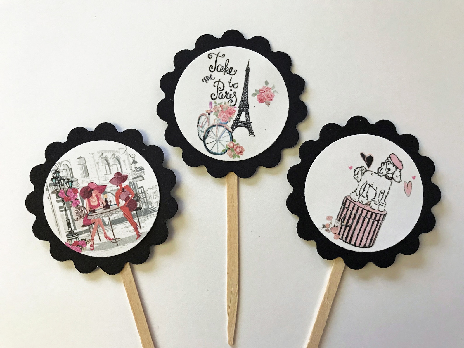 Glam Take Me to Paris Cupcake Toppers | Etsy