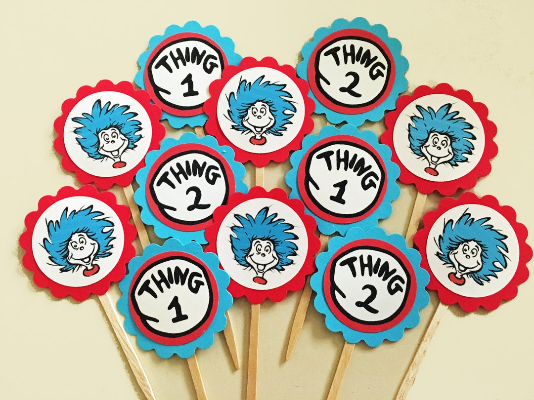 Thing One & Two * Cupcake Toppers - Etsy