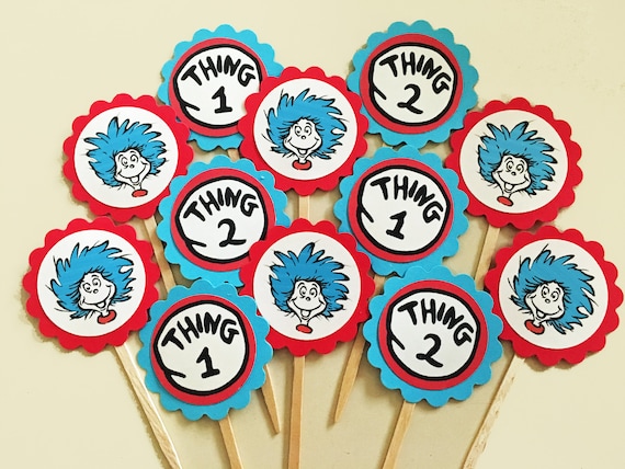 Thing One & Two Cupcake Toppers - Etsy