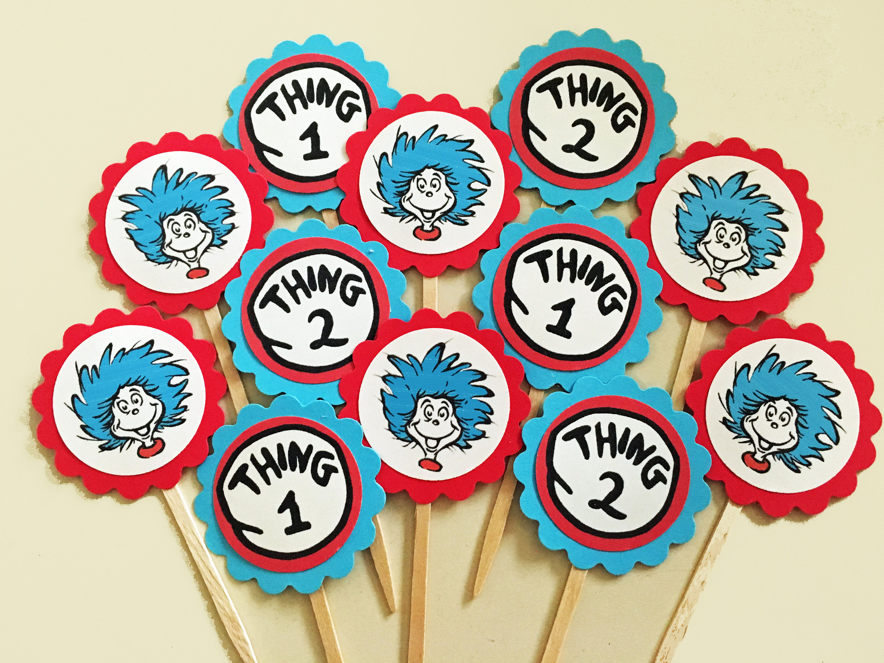 Thing One & Two * Cupcake Toppers - Etsy