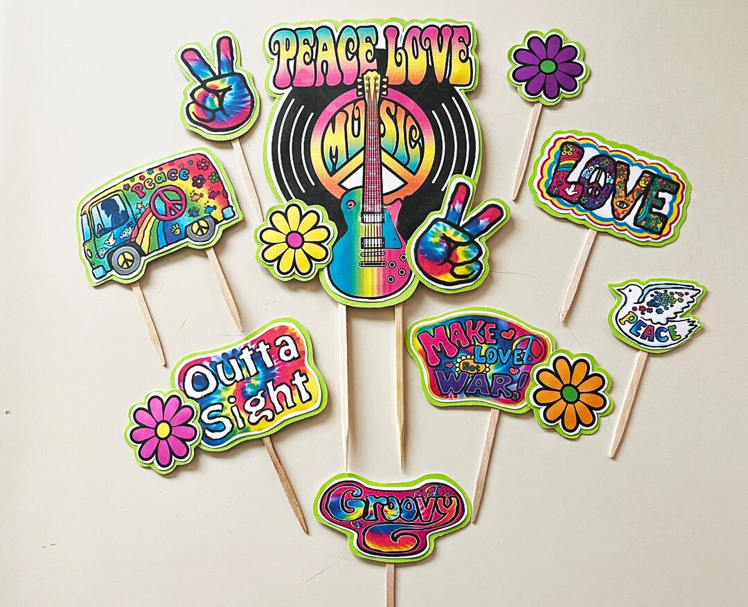 60's Theme * Cake Toppers - 9 Piece Set - Etsy