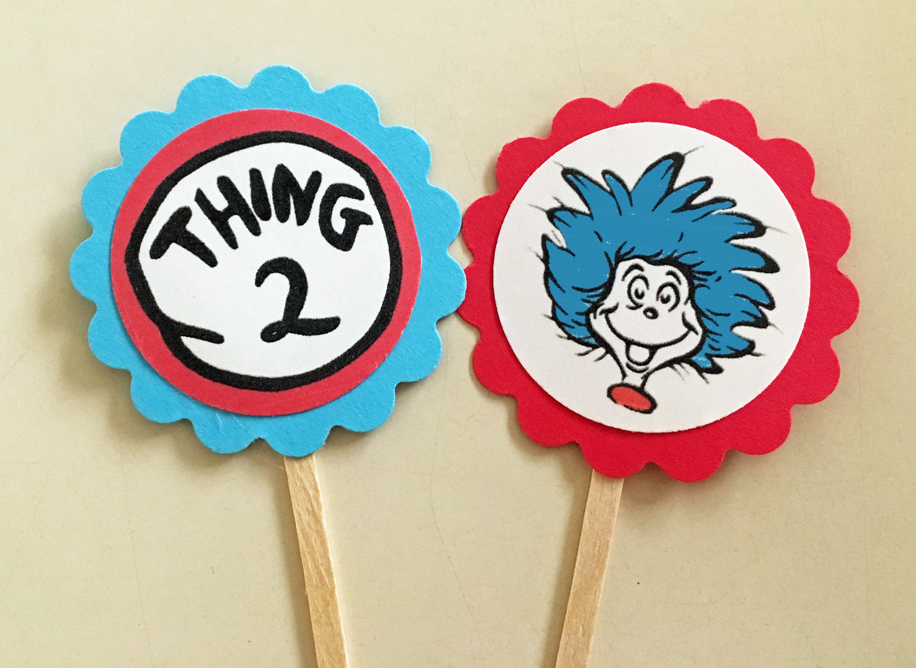 Thing One & Two * Cupcake Toppers - Etsy