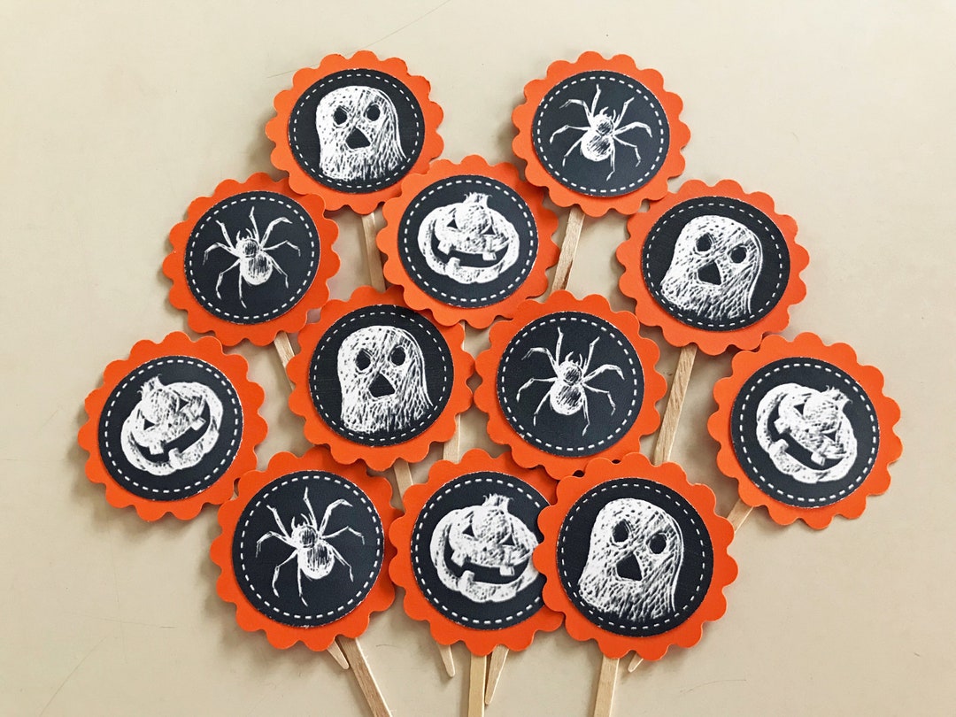 Halloween * Chalk Board Cupcake Toppers - Etsy