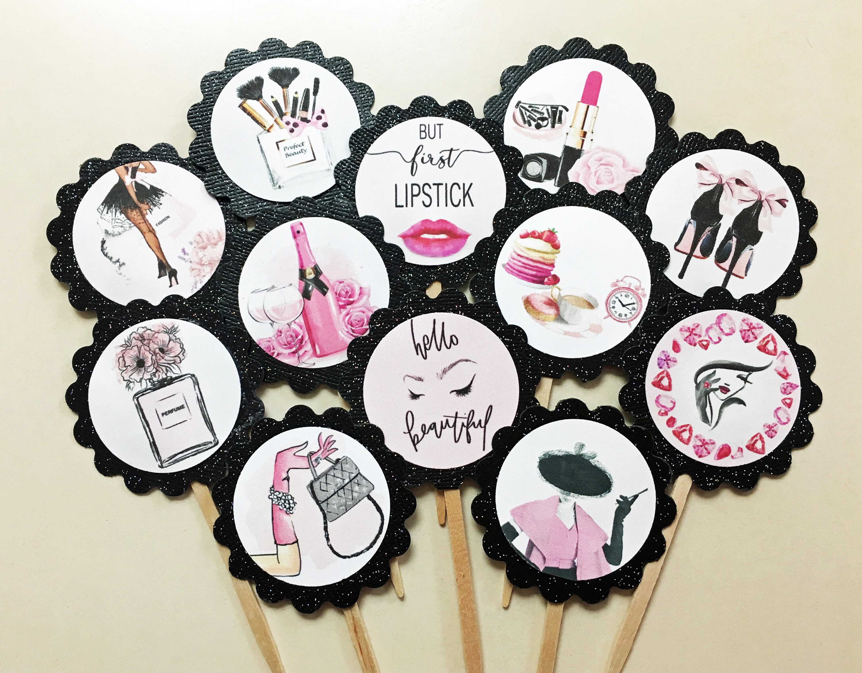 Glam * Hello Beautiful Cupcake Toppers - Etsy