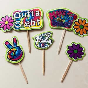 60's Theme * Cake Toppers - 9 Piece Set - Etsy
