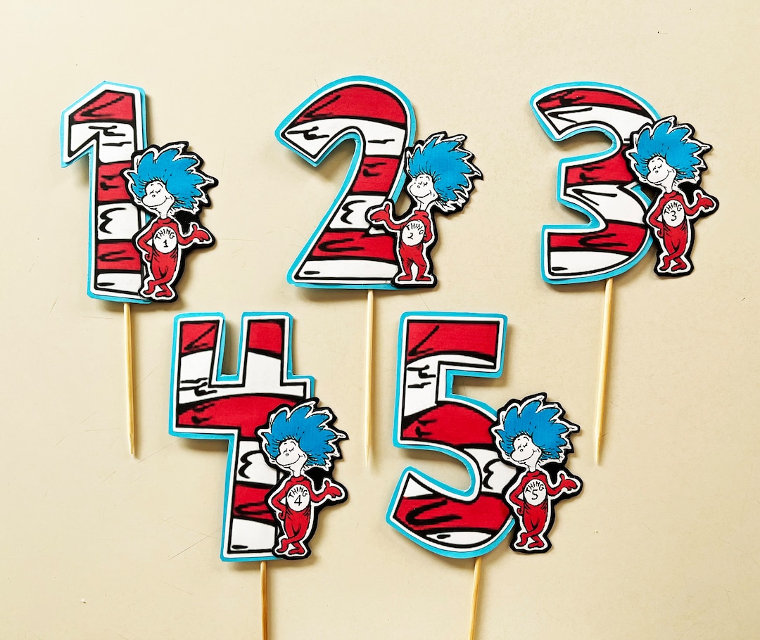 Thing 1, 2, 3, 4 & 5 Cake Toppers - Etsy