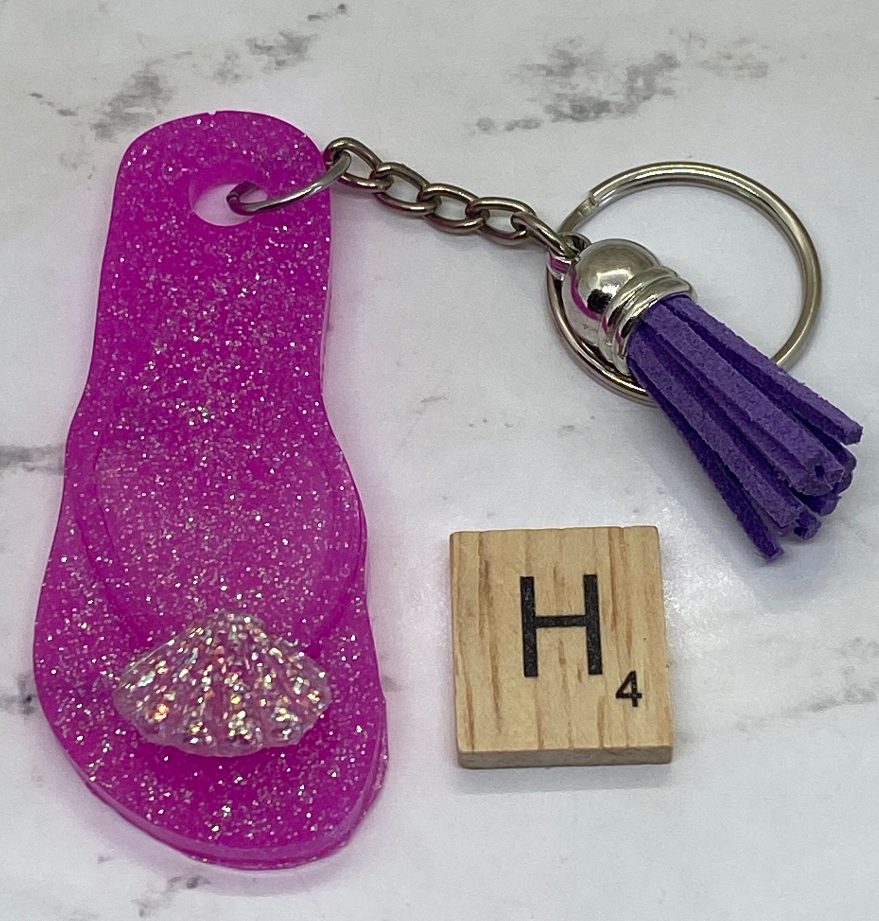 Flip Flop Keychain With Tassel Keychain Glitter Keychain | Etsy