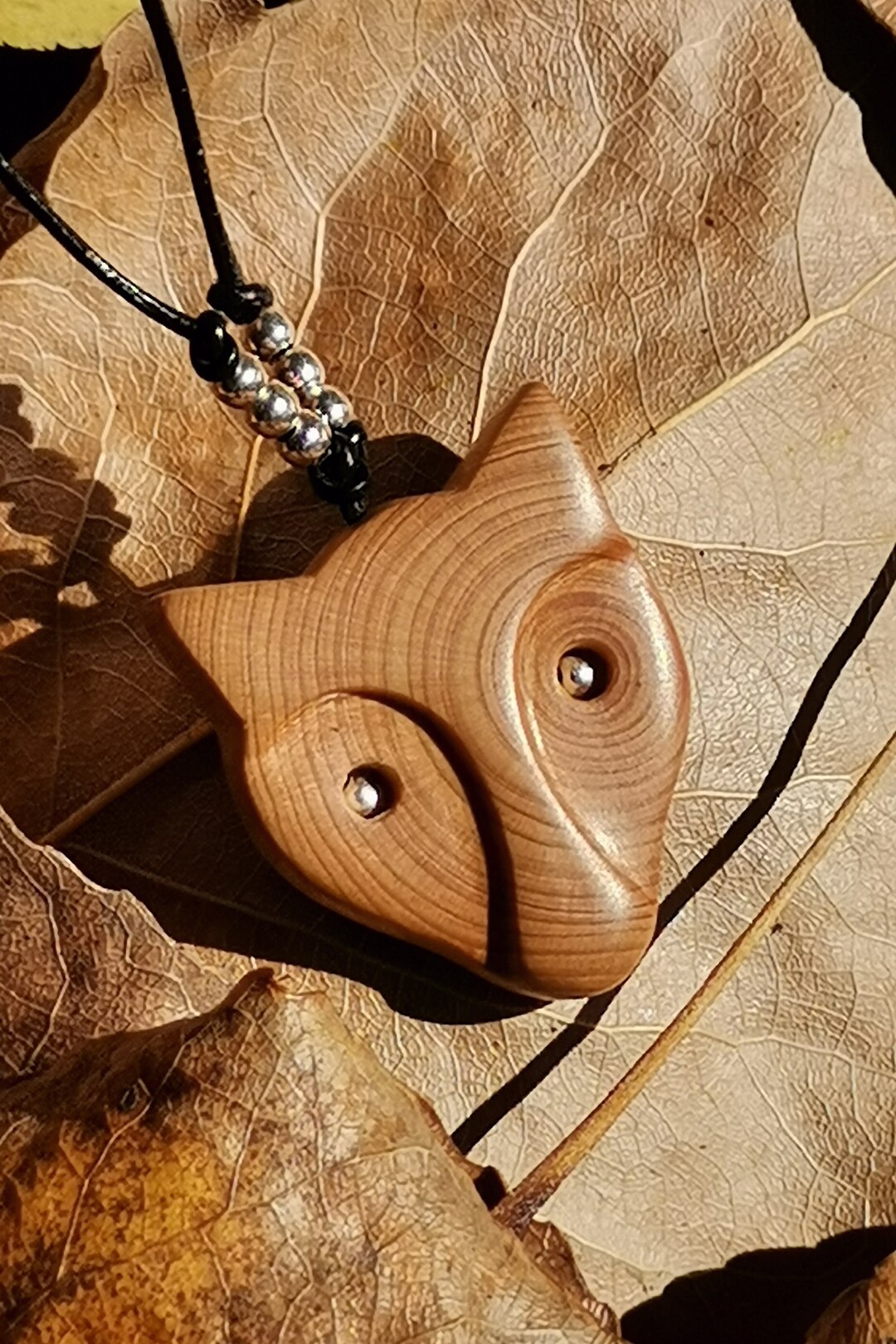 Wooden Wolf Amulet With Silver Eyes - Etsy