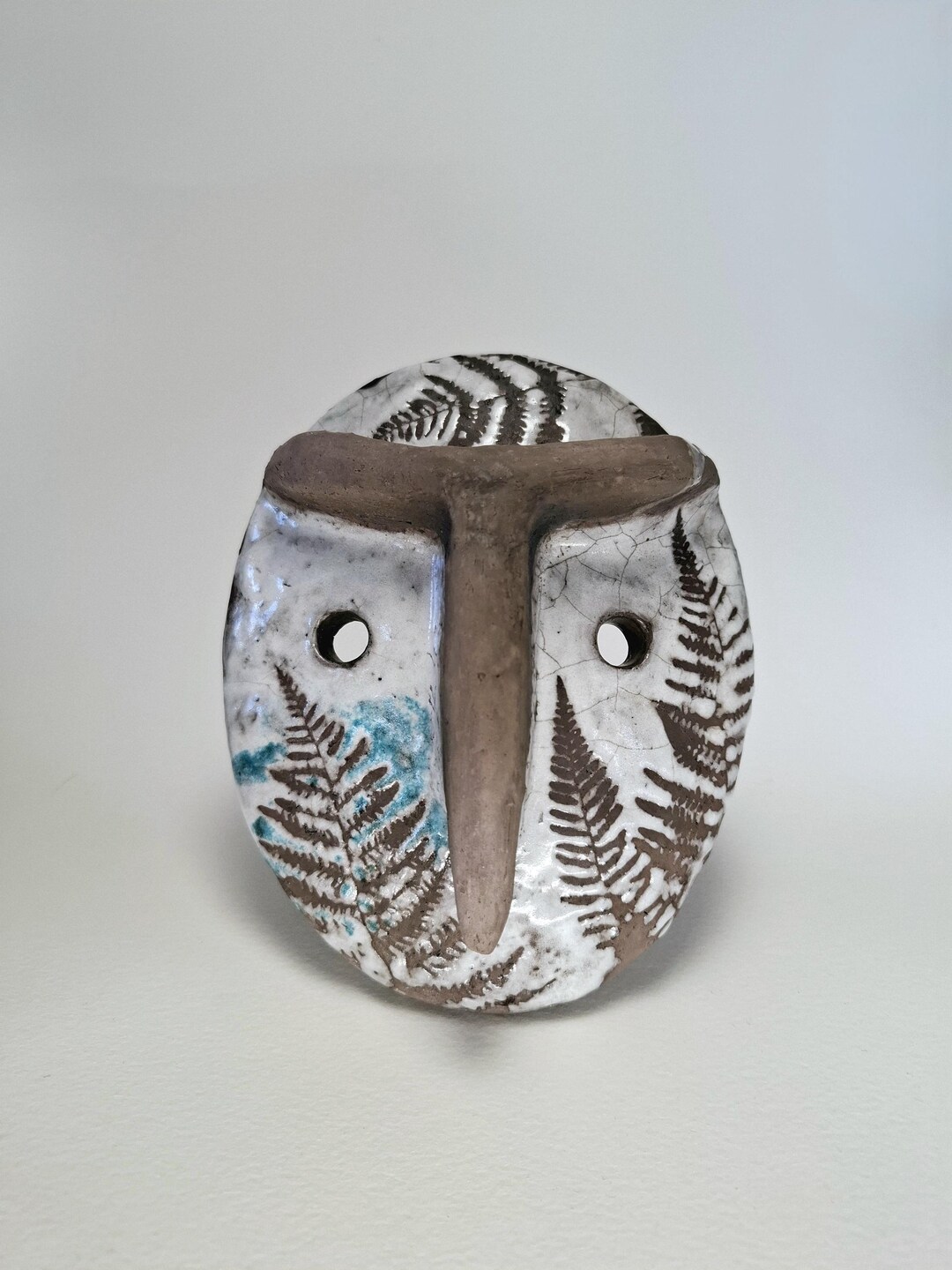 Fern Spirit Mask: Raku Ceramic Forest God Wall Decor - Etsy