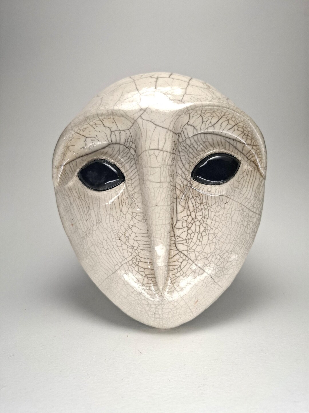 Owl Spirit Raku Ceramic Mask – Handmade Shamanic Wall Art, Ritual ...