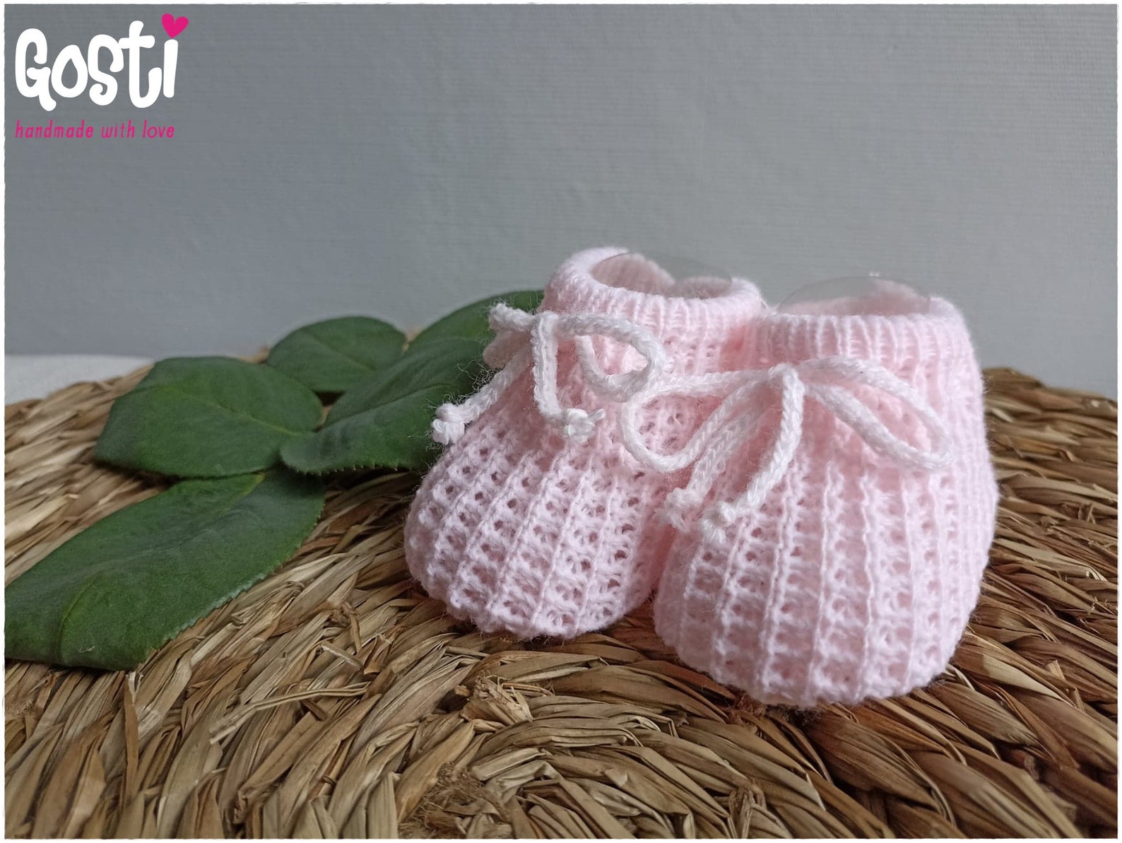 Knitted Baby Slipper With Small Decorative Lace in 6 Colors, One Size ...