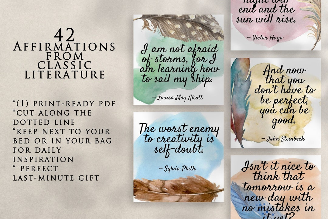 Literary Affirmation Cards Printable Download | Classic Literature ...