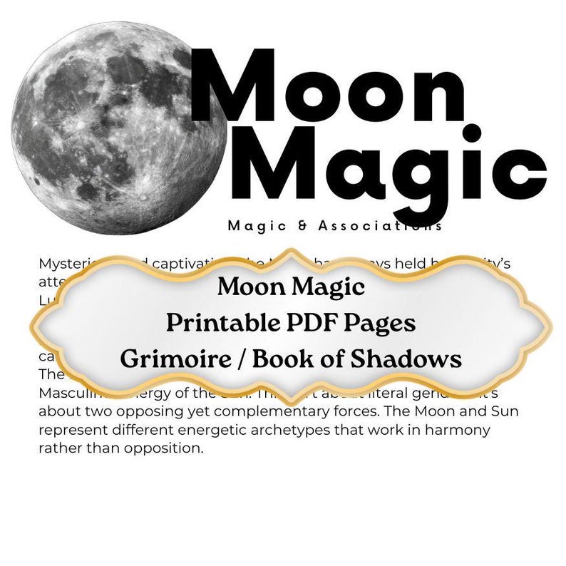 Moon Magic Printable PDF Pages | Grimoire / Book of Shadows | Lunar Witchcraft Reference Sheets ...